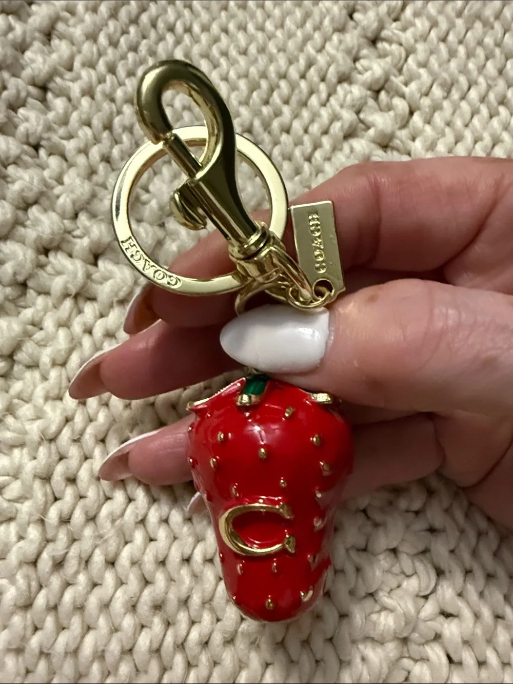 Coach | Accessories | Coach Red Strawberry Enamel Key Charm With Gold ...